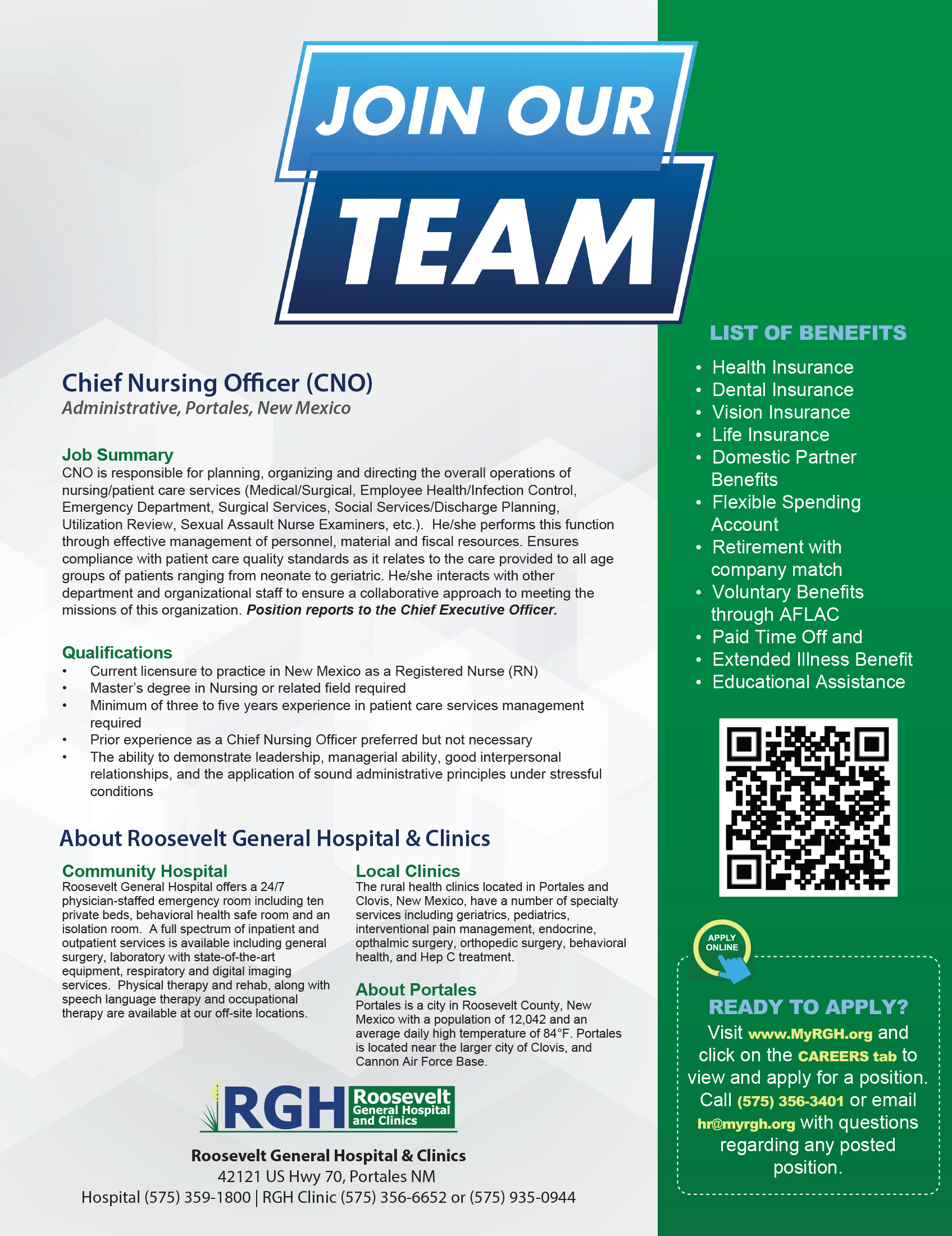 Employment at RGH | Roosevelt General Hospital