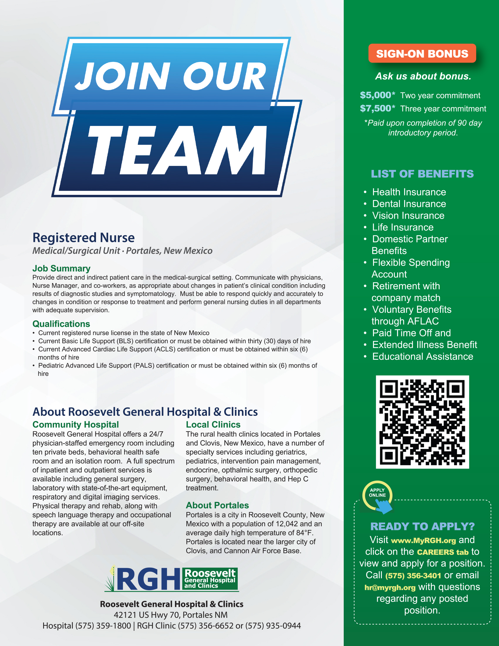 Employment at RGH | Roosevelt General Hospital